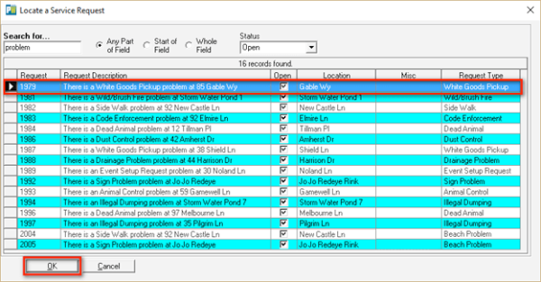 Can I Search a Service Request?