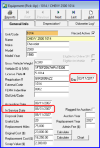 Registration Expiration & In Service Dates