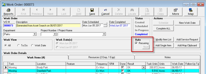 Recurring/Scheduled Work Orders