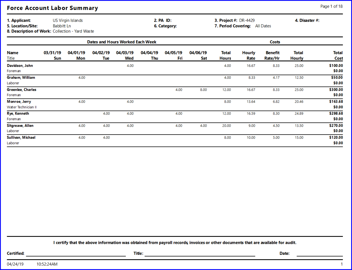THE FEMA FORCE ACCOUNT REPORT IS AUTOMATIC